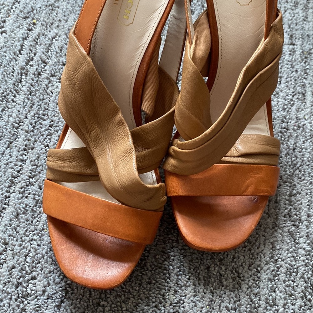 Coach Brown Leather Heel Shoes Sandals 7.5 - Gem